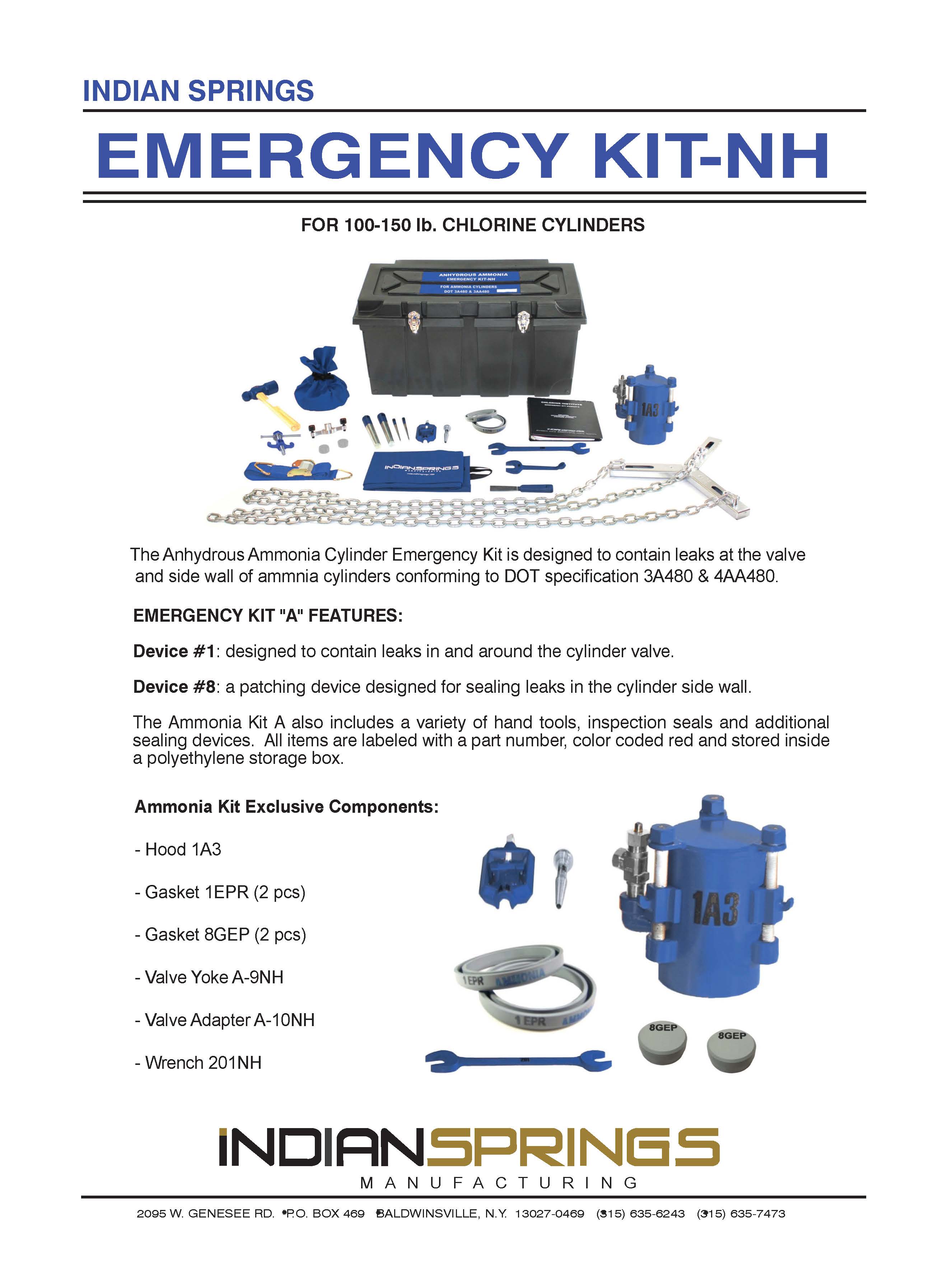 Ammonia Cylinder Emergency Kit Literature | Indian Springs | Indian Springs
